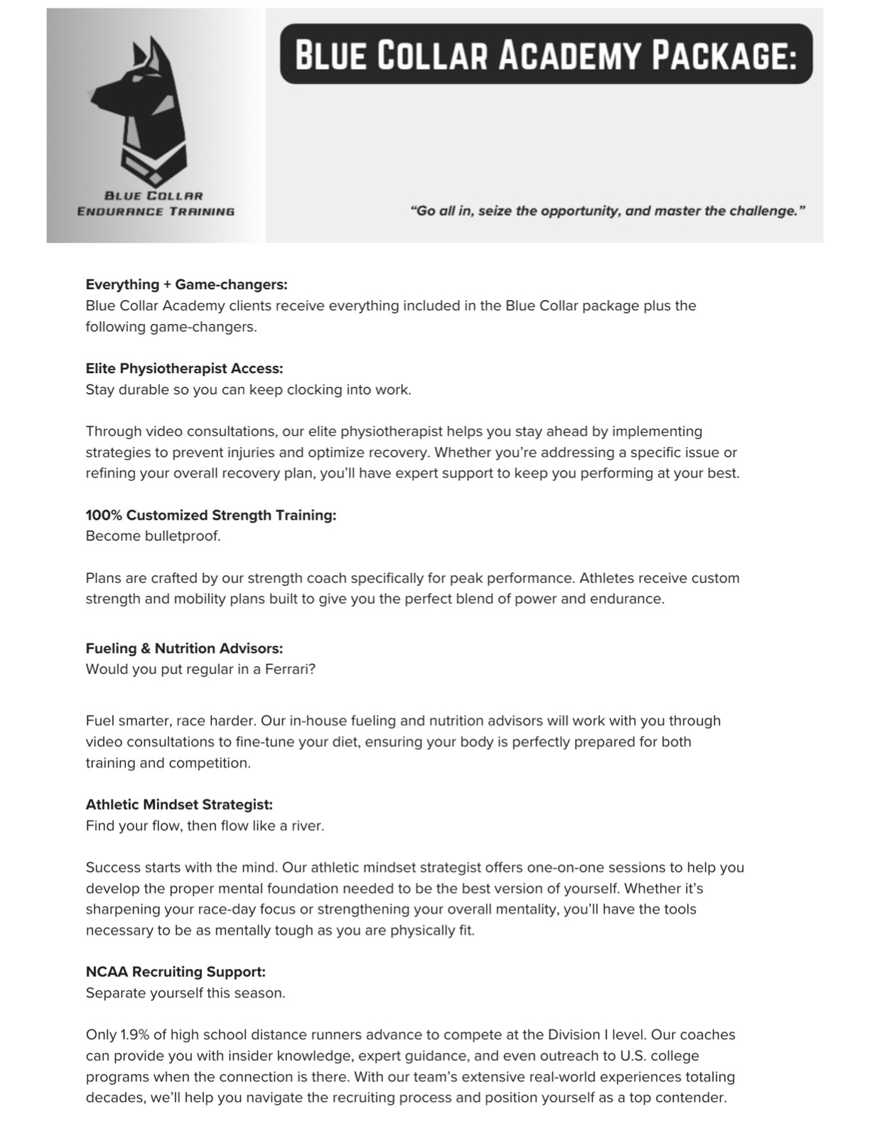 Packages – Blue Collar Endurance Training